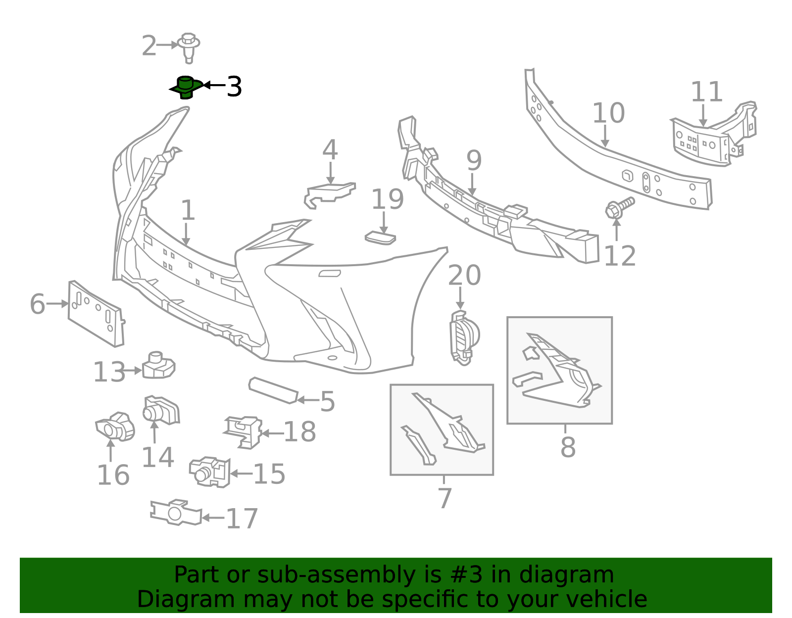 52535-50060 - Bumper Cover Upper Retainer - 2006-2020 Lexus | My L Parts