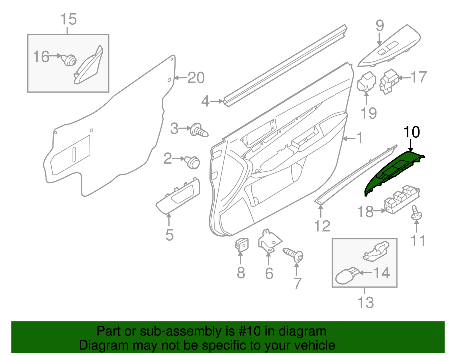 2010-2014 Subaru Switch Panel 94263AJ13AWJ | Subaru Parts Guys