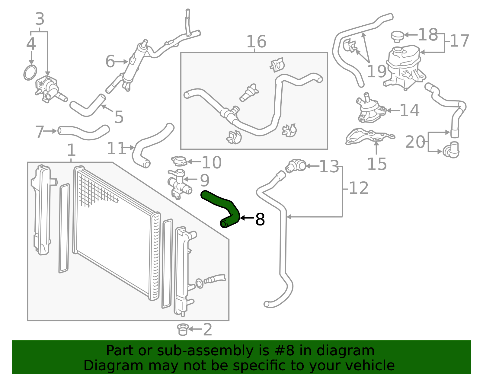 2012-2019 Toyota Prius C Radiator Hose 16573-21100 | MotorMotor