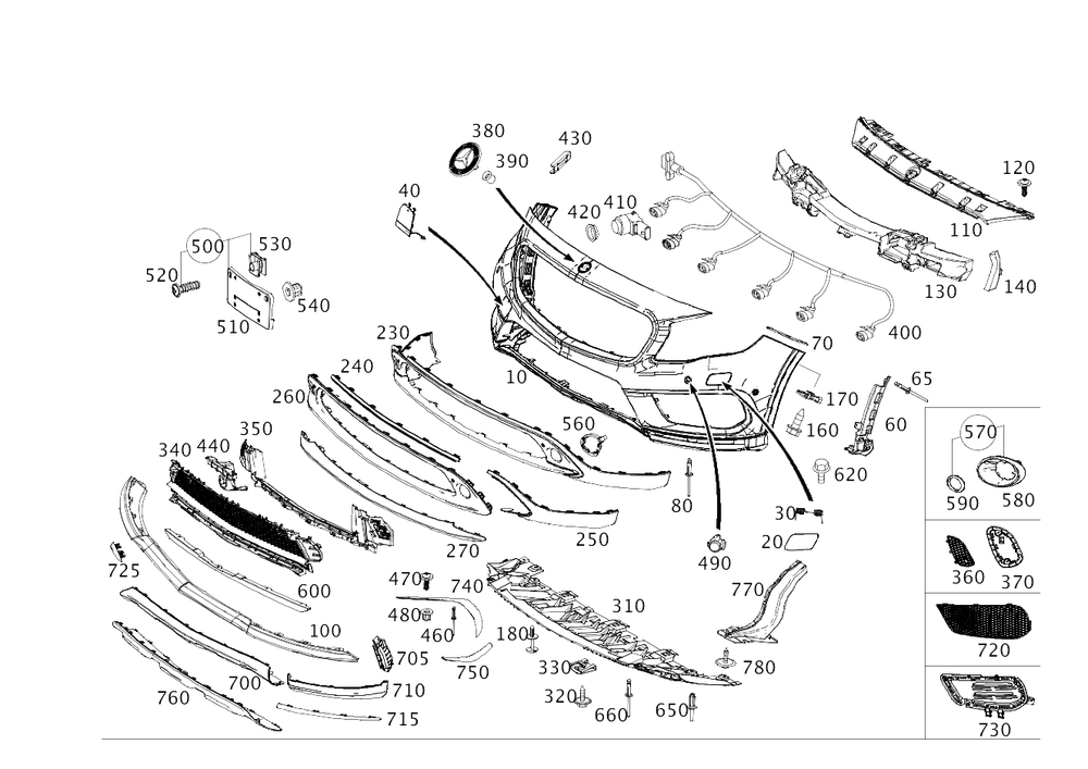 156-885-36-22 - Cover, Bumper Area 2015-2020 Mercedes-Benz GLA250 ...