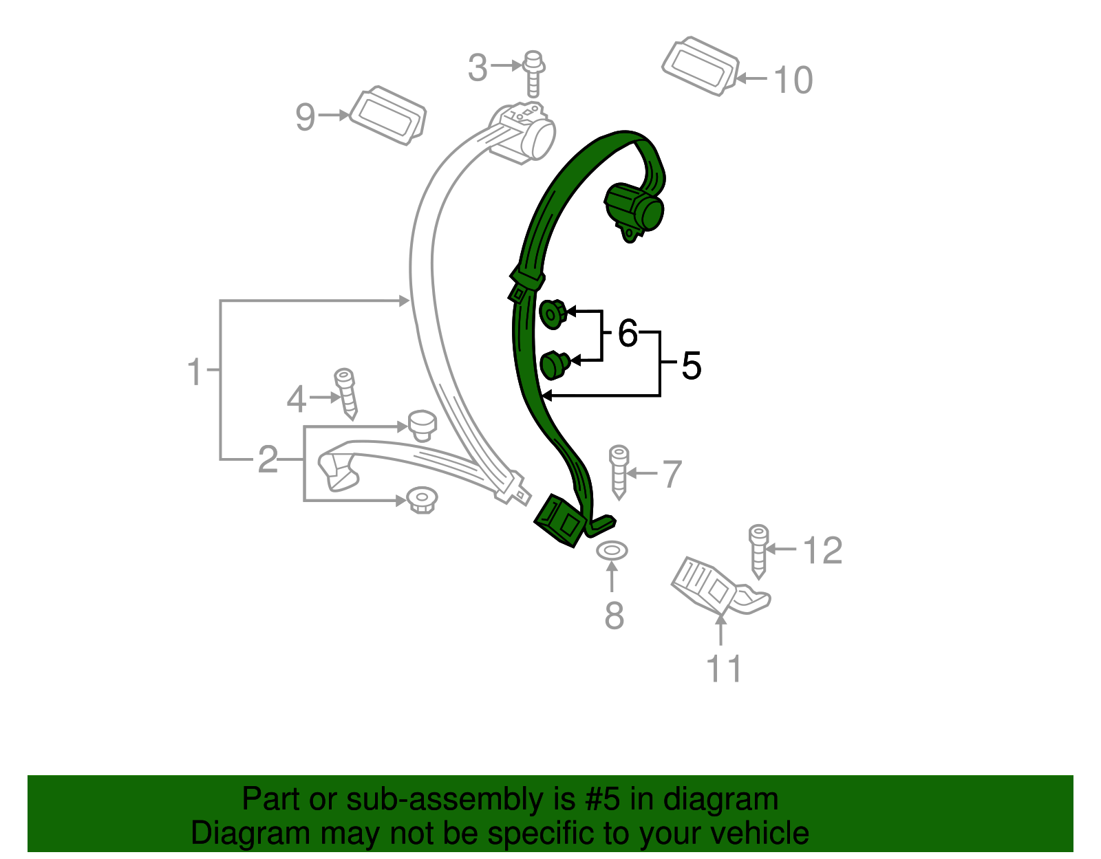 5C6-857-807-D-RAA - Center Seat Belt 2011-2018 Volkswagen Jetta ...