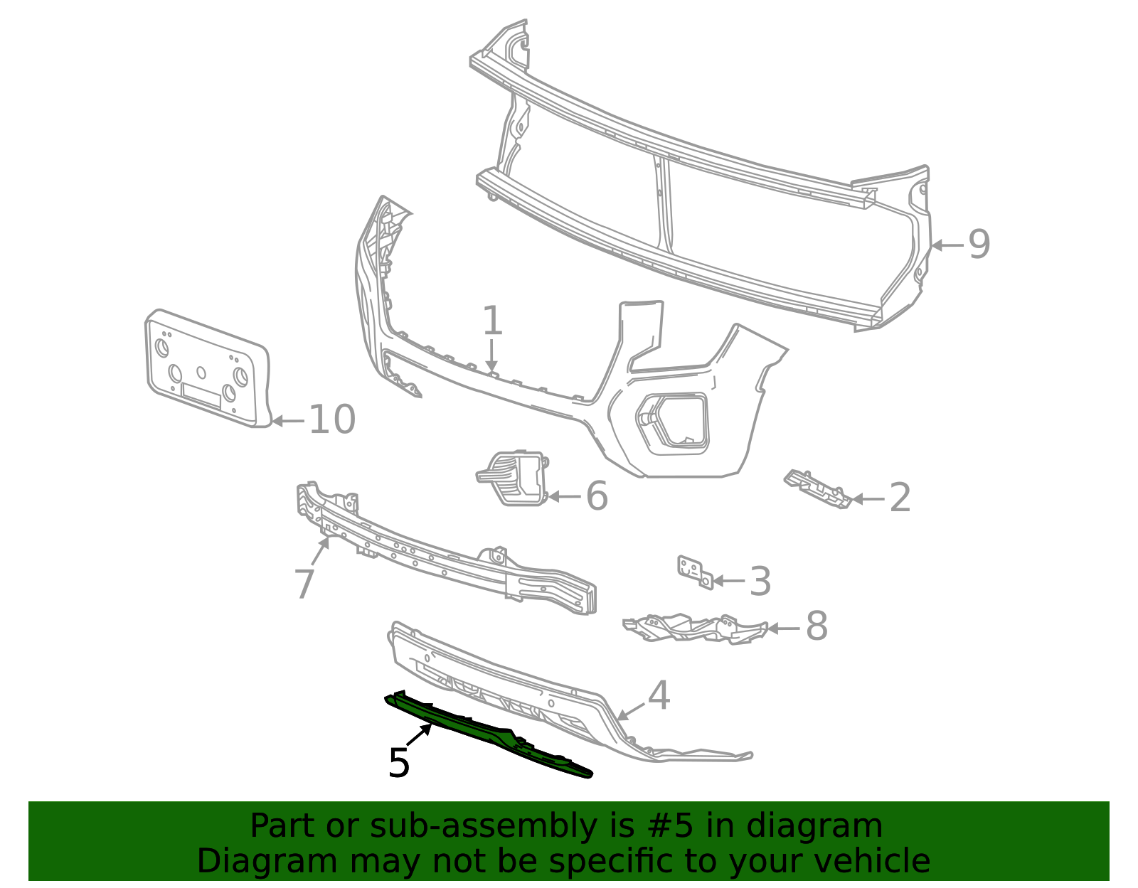 2021-2024 GMC Galvano Silver Front Bumper Fascia Lower Molding Package ...