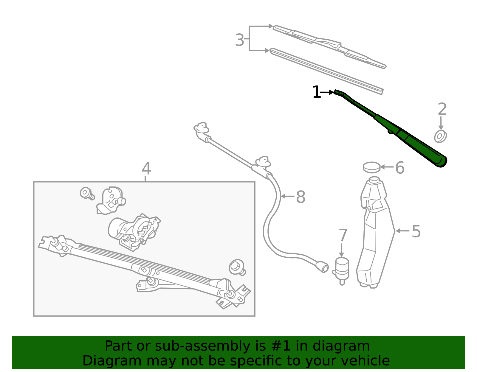 Passenger Side Windshield Wiper Arm 84447095 GM | GMPartsDirect.com