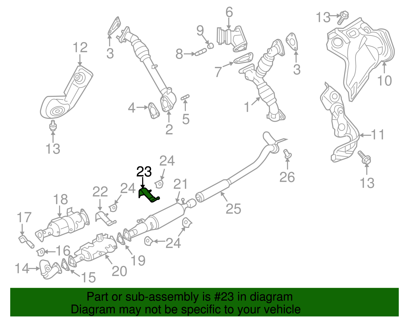 2016-2019 Nissan TITAN XD Catalytic Converter Rear Bracket 20734-EZ40B ...