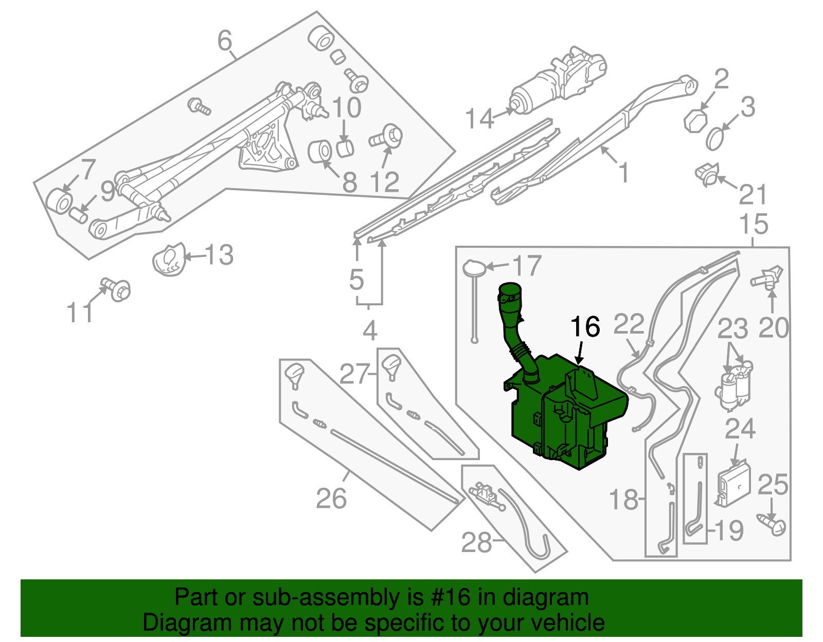 86631FE050 - 2006-2007 Subaru Impreza - Washer Reservoir | Subaru Parts HQ