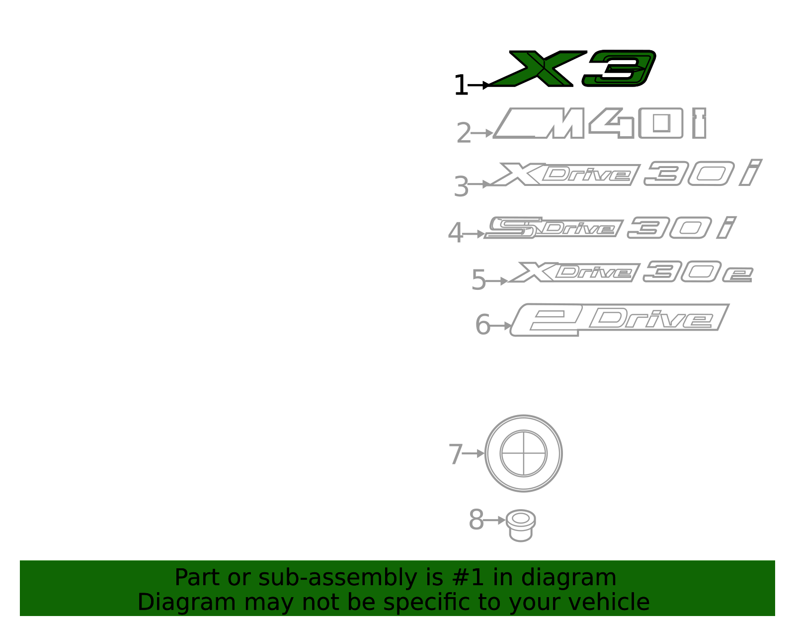 51148737319 - X3 Emblem (51-14-8-737-319) | BMW of South Atlanta Parts