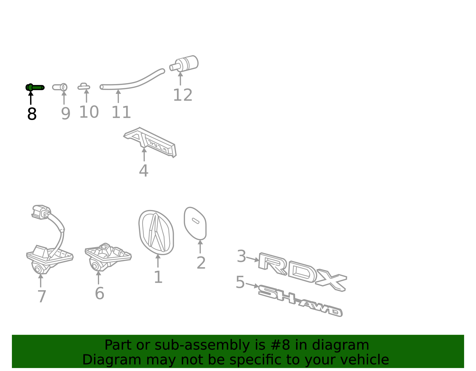 76870-TJB-A01 - 2019-2021 Acura RDX - Nozzle Assembly, Rear Camera ...