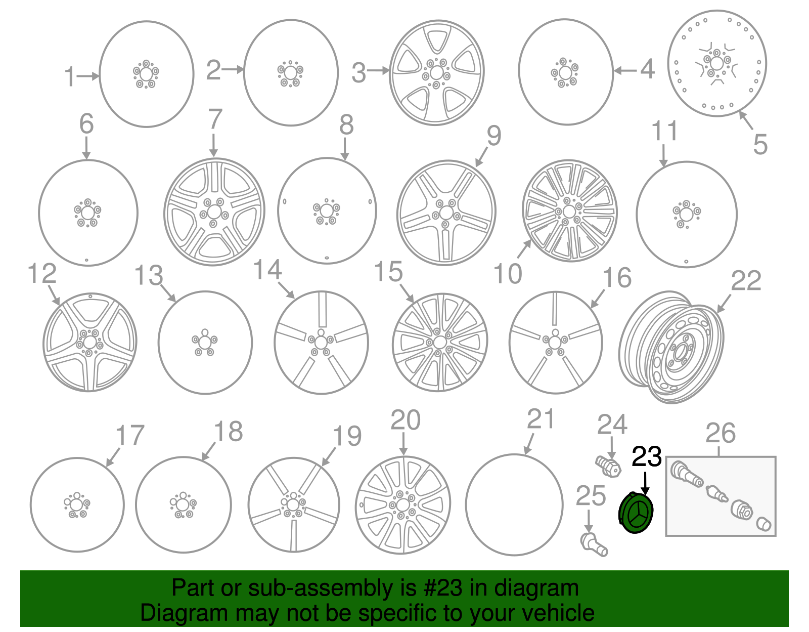 164-400-00-25 - Center Cap 2011-2014 Mercedes-Benz | Mercedes-Benz ...