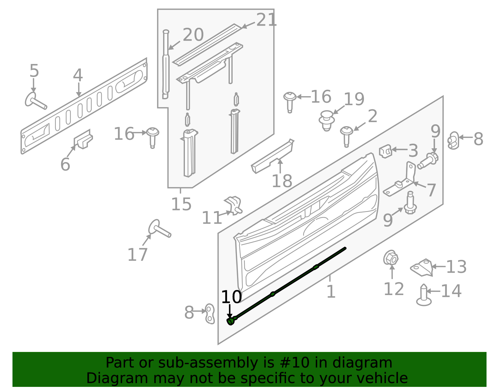 FL3Z-99402A68-B - High-Quality F-150 Tailgate Latch Rod (With Flex Step ...