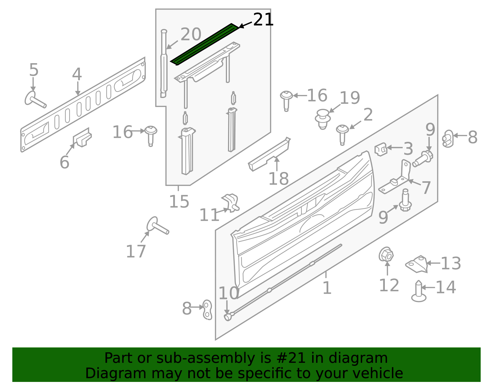 2015 thru 2020 F-150 OEM Ford Tailgate Flexible Step Trim Molding w ...