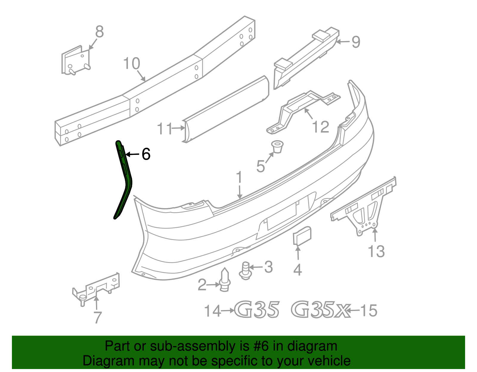 85221-AL500 - Bumper Cover Side Bracket 2003-2006 Infiniti G35 ...