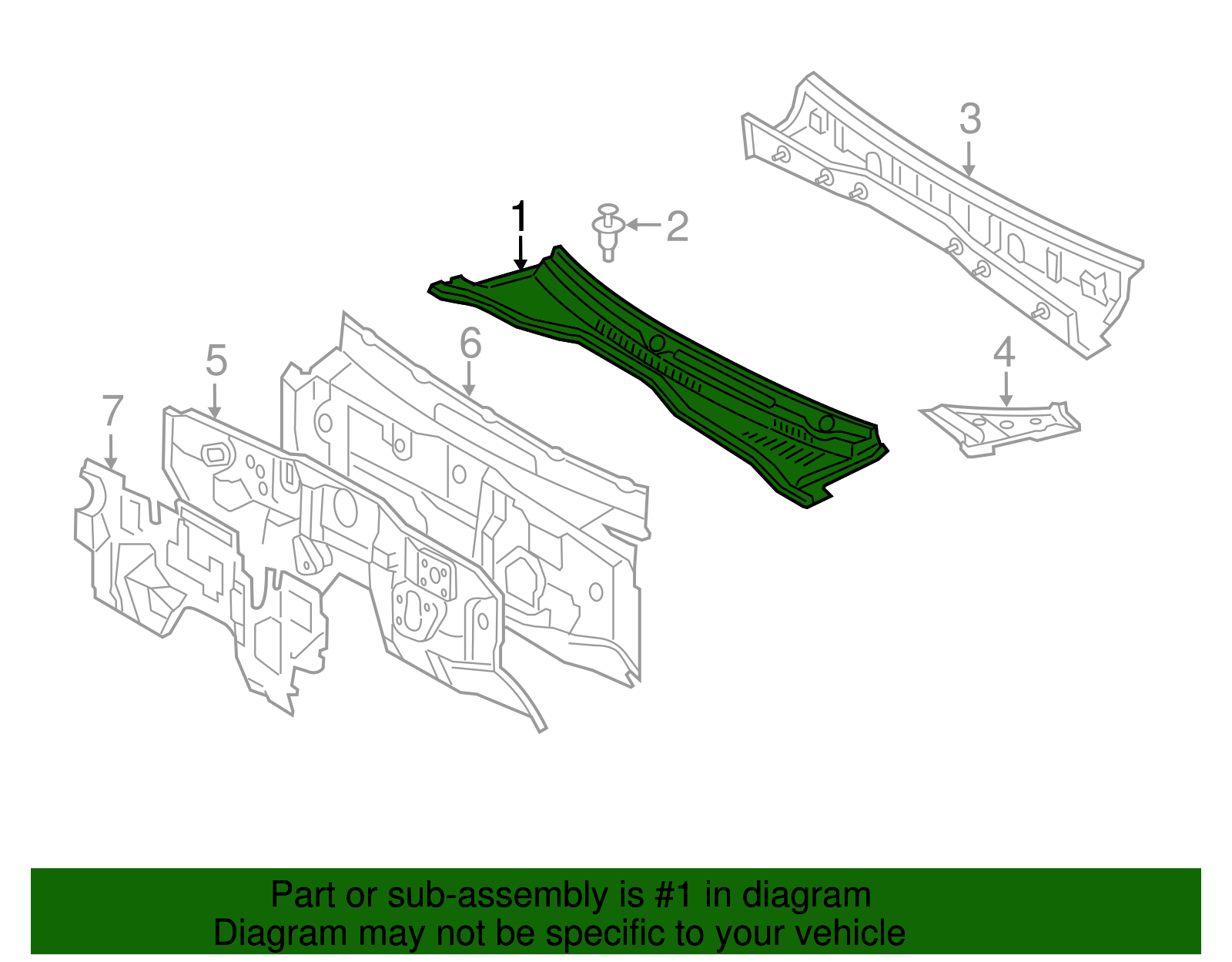 Genuine Toyota Cowl Grille part# 55708-04072 for 2016-2023 Toyota ...
