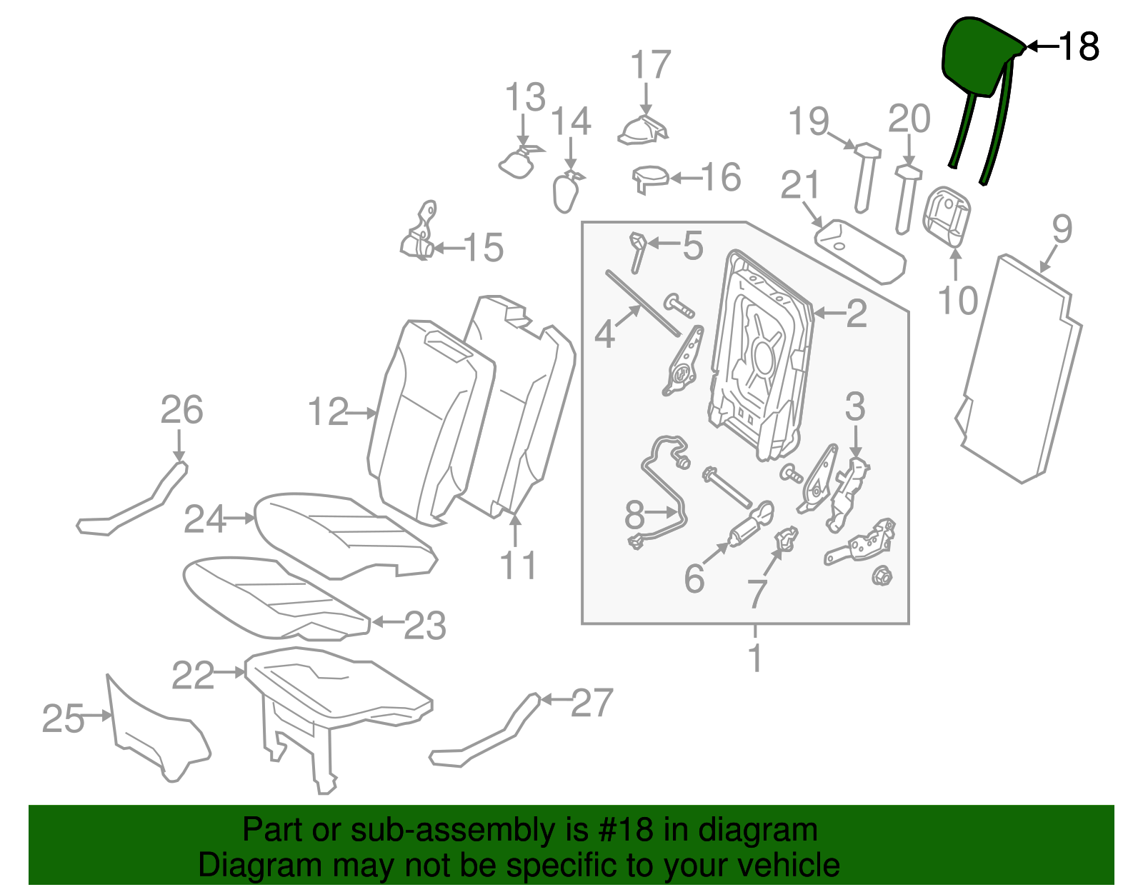 2013-2019 Mercedes-Benz Headrest 166-970-97-50-8P26 | Mercedes-Benz ...