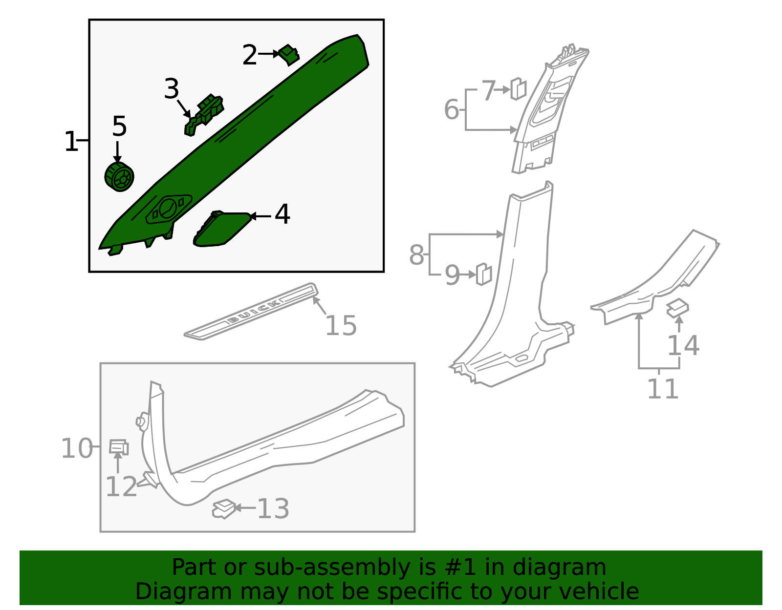 26229655 - Jet Black Driver Side Windshield Garnish Molding - 2018-2019 ...