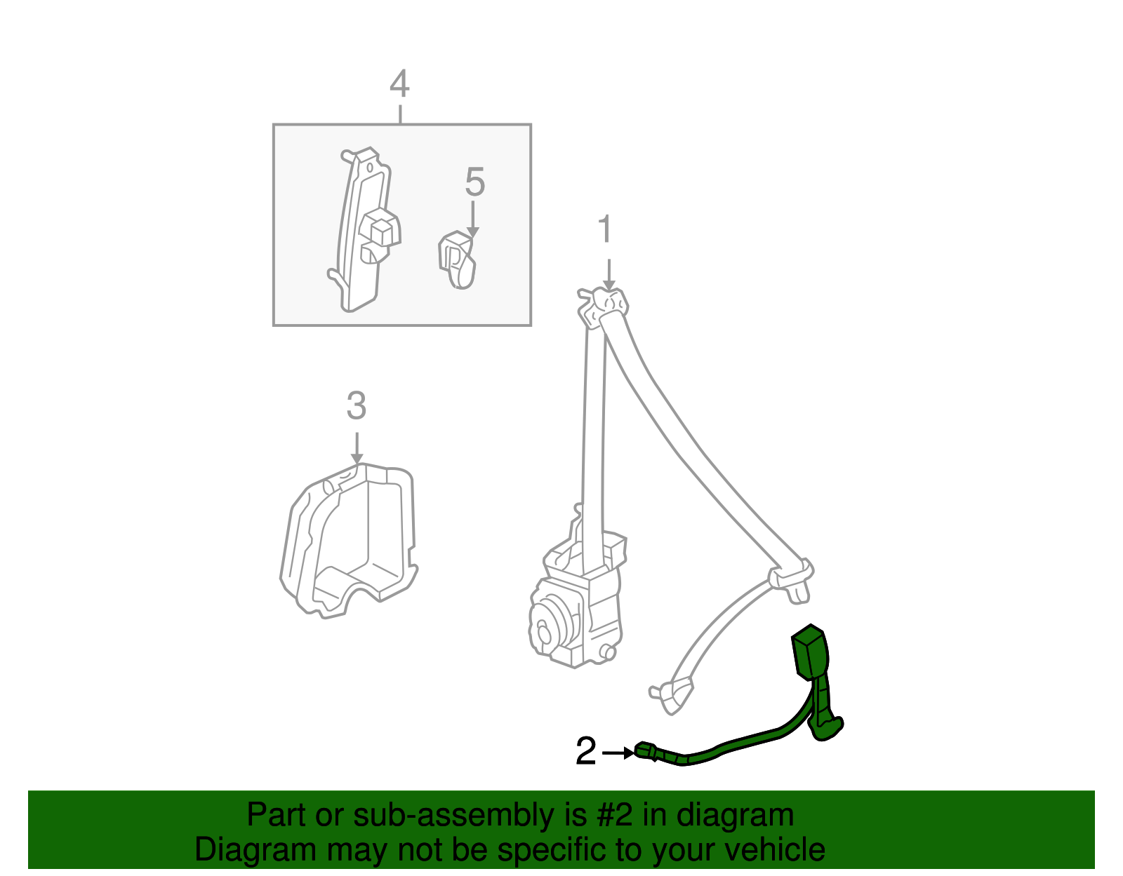 04816-SDA-A12ZB - Buckle Set L Front Seat Belt *NH361L* (Gray) - 2003 ...