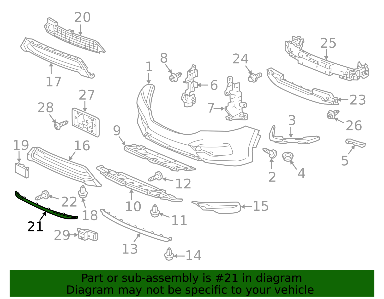 71115-T2M-T51 - 2017 Honda Accord - Molding Front Bumper (Lower ...