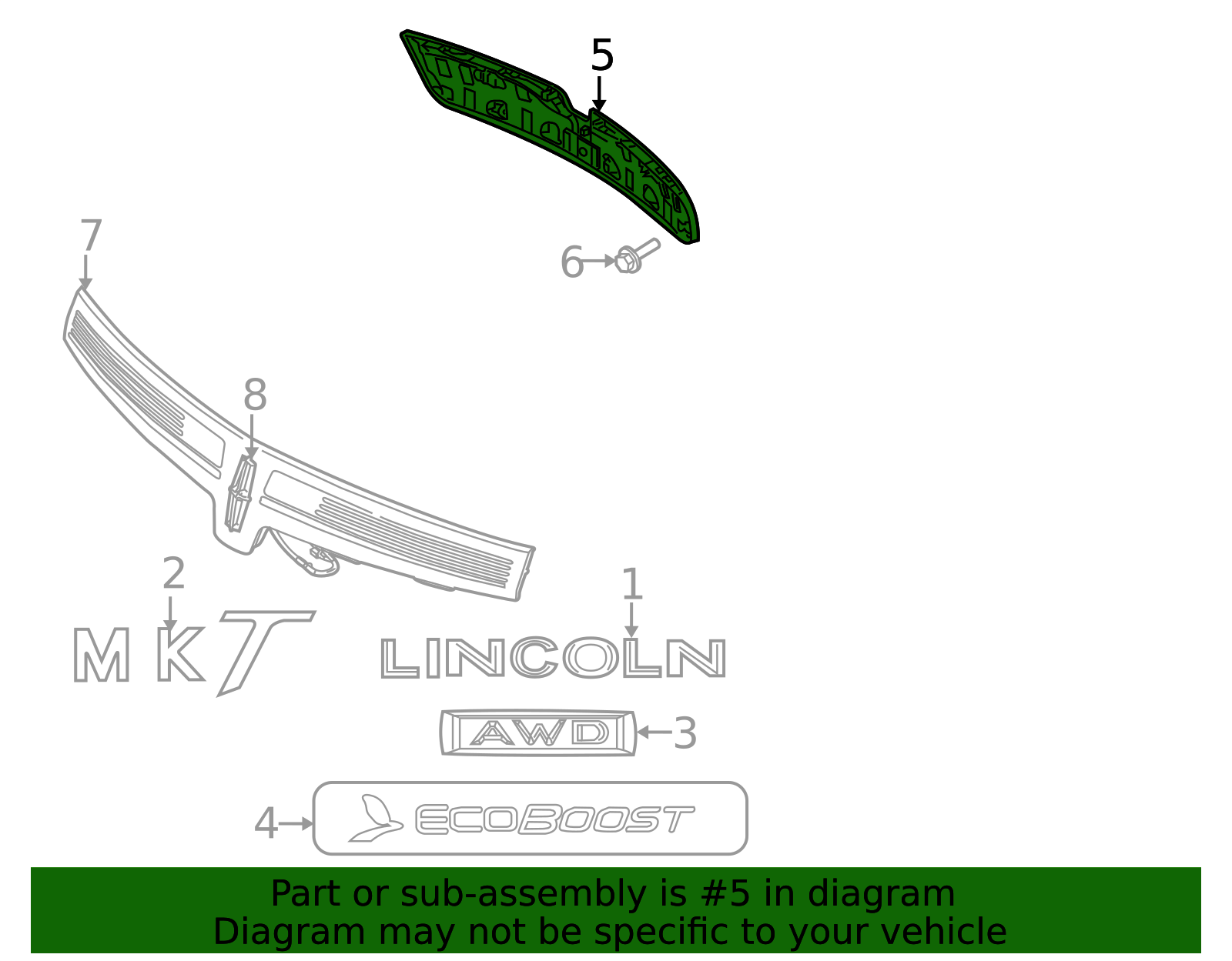 2010-2019 Lincoln MKT OEM NEW 2010-2019 Lincoln MKT Molding Applique ...
