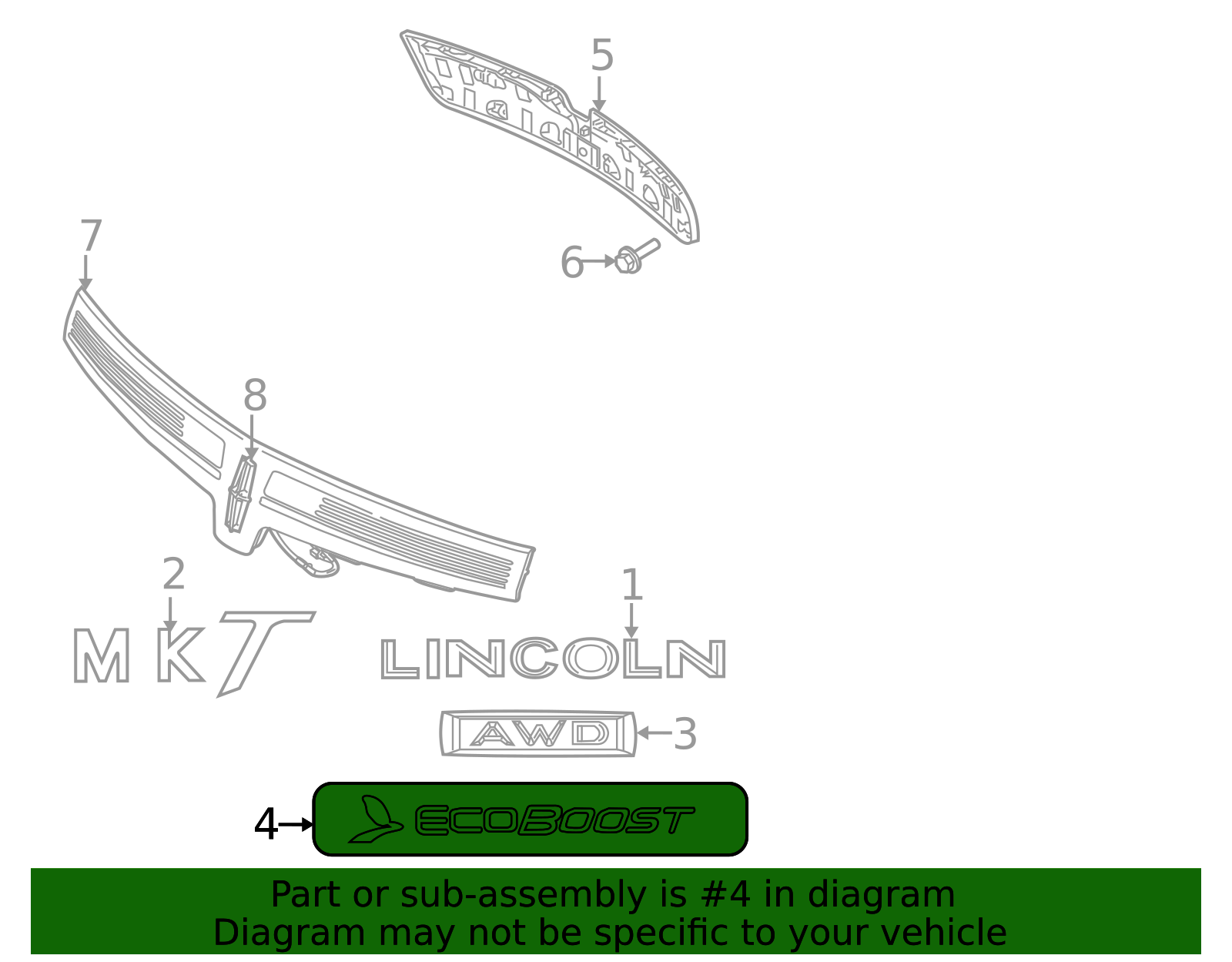 2010-2019 Lincoln MKT Hatch Emblem AE9Z-7442528-E | Awesome Parts Ford