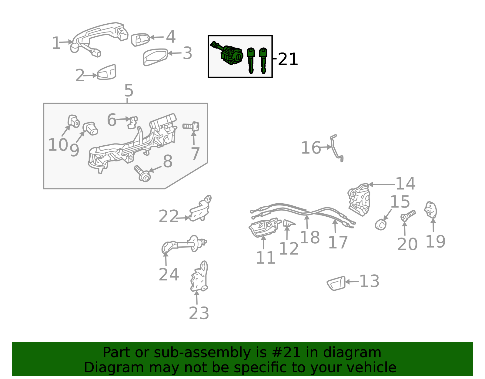 2010-2015 Toyota Cylinder & Keys 69005-47120 | MotorMotor