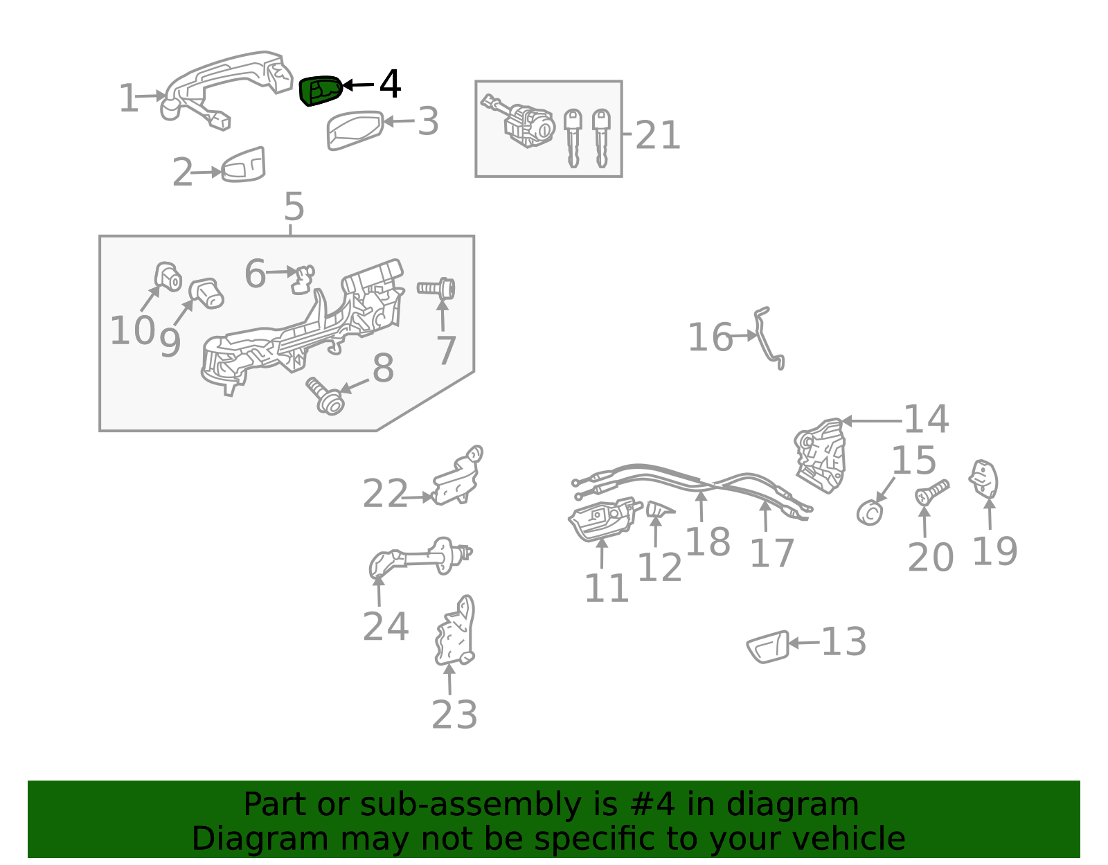 2010-2017 Toyota Handle, Outside Rear Cover 69217-74010-A0 | MotorMotor