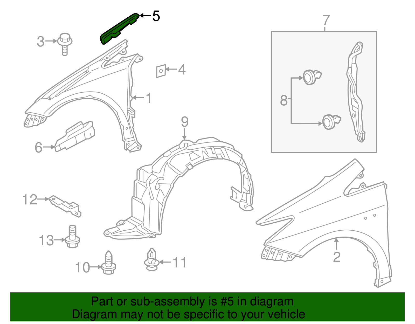 Genuine Toyota Fender Seal part# 53866-47030 for 2012-2017 Toyota Prius ...