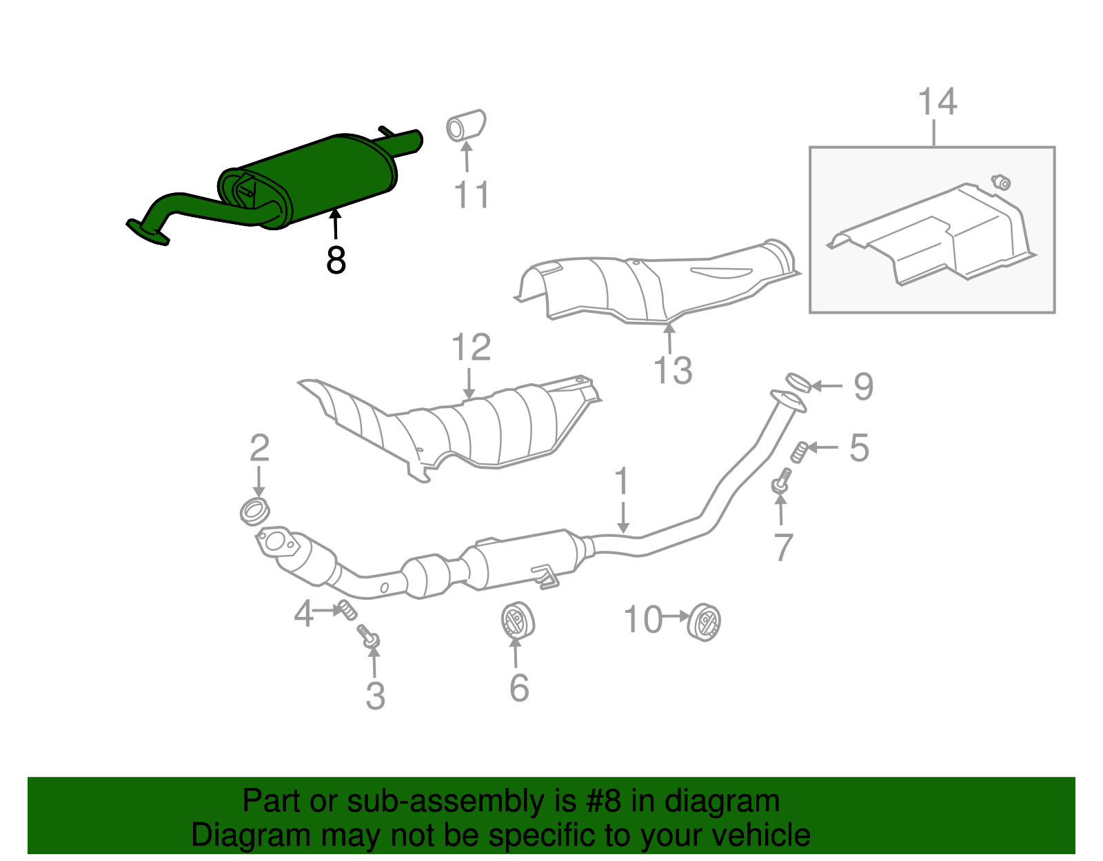 2009-2013 Toyota Corolla Muffler & Pipe 17430-0T050 | Toyota Parts Center