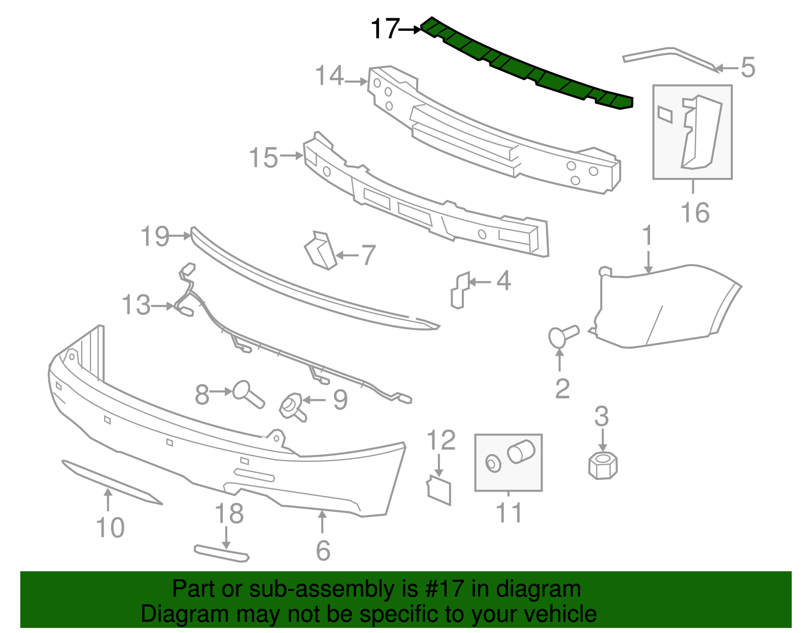 2007-2012 GMC Acadia Rear Bumper Fascia Support 25901398 | Courtesy Parts
