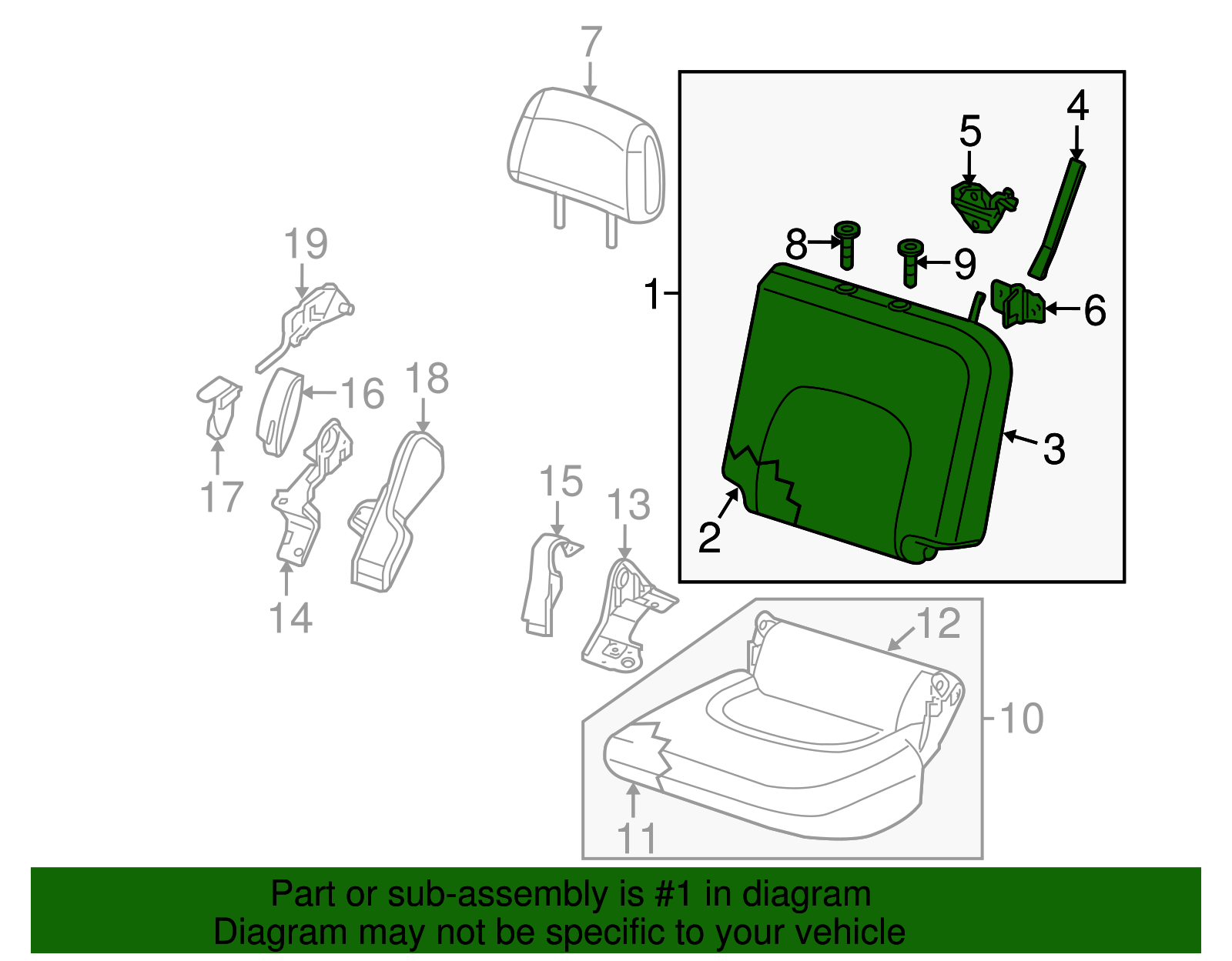 2007-2017 Nissan Frontier Seat Back Assembly 88650-ZP11D | Nissan Parts ...