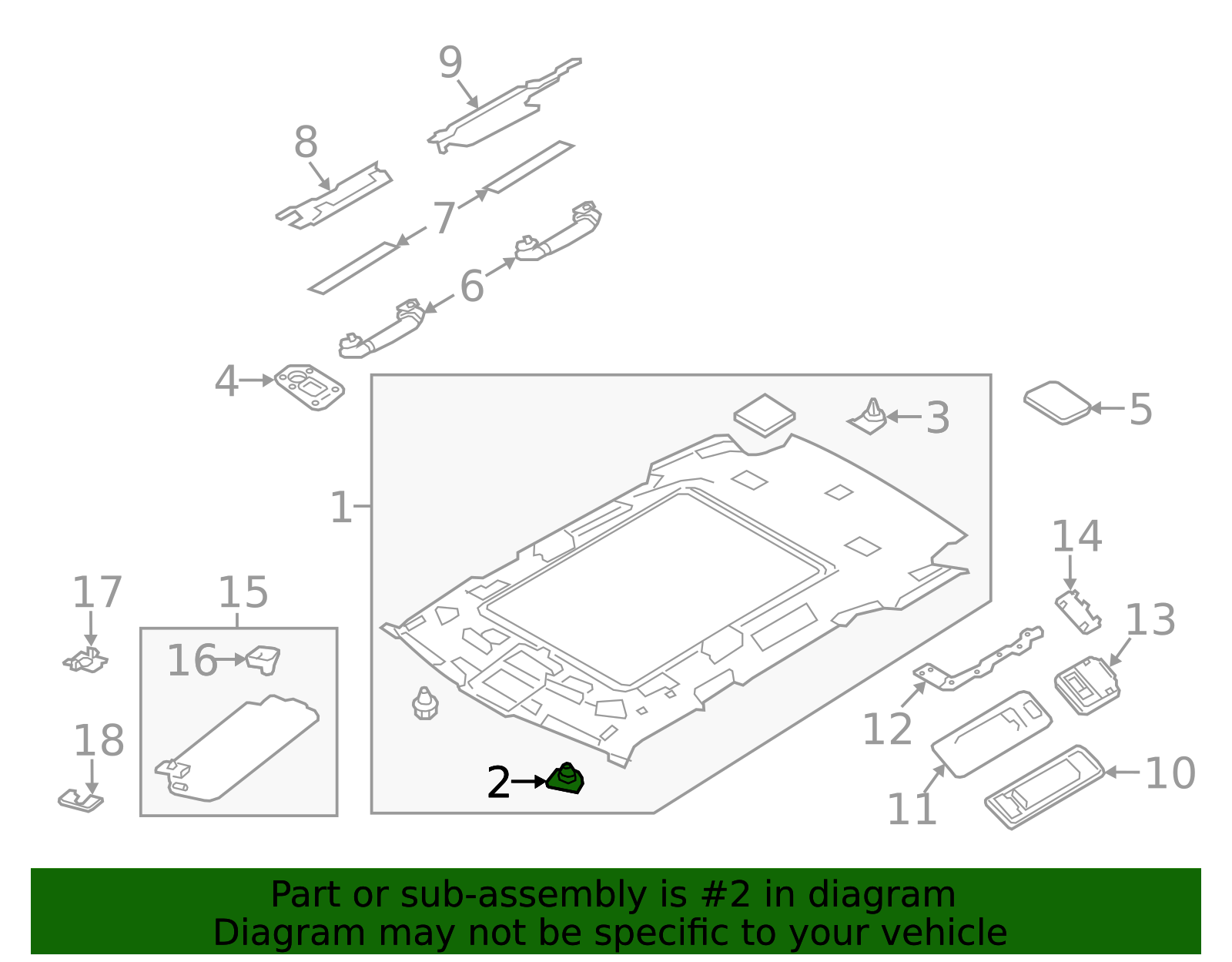 LR027559 - Headliner Front Clip 2012-2022 Land Rover | Land Leaping ...