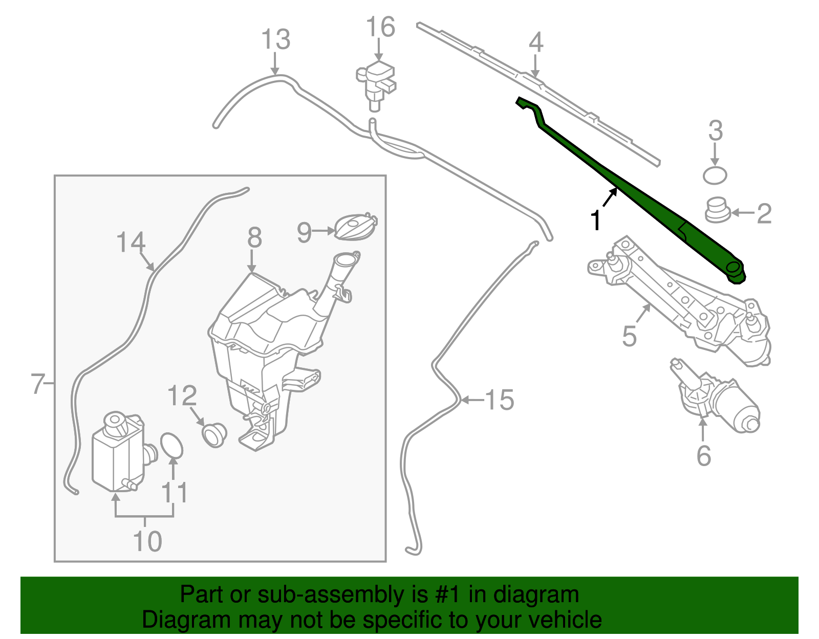 98321-1W000 - Kia Wiper Arm 2012-2019 Kia Rio | Performance Auto Parts