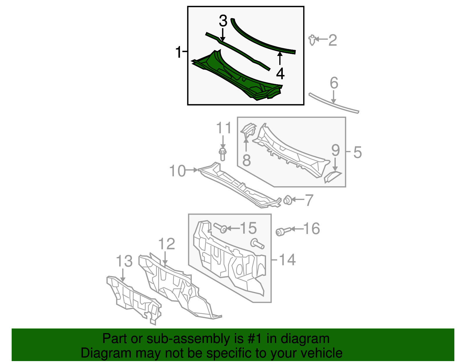 55708-0E061 - Toyota Cowl Grille 2008-2013 Toyota Highlander ...