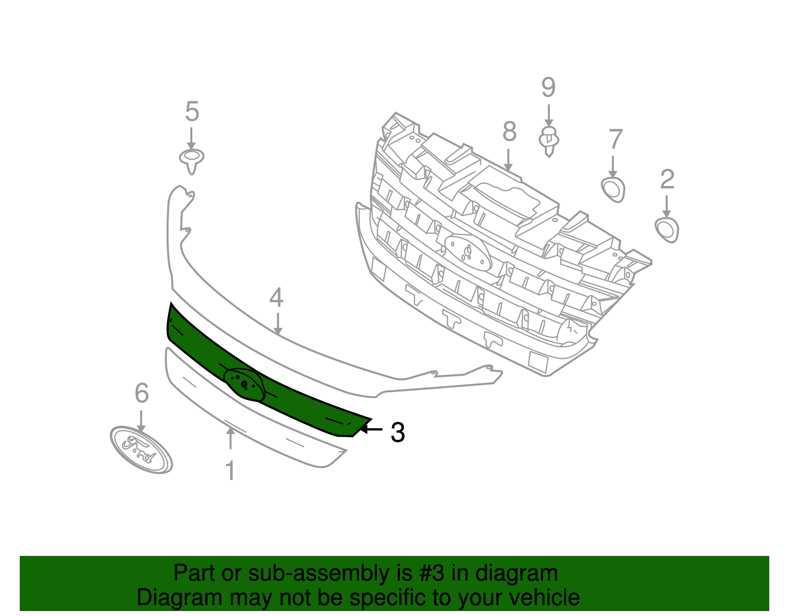 2010-2012 Ford Fusion OEM NEW 2010-2012 Ford Fusion Front Center Grille ...