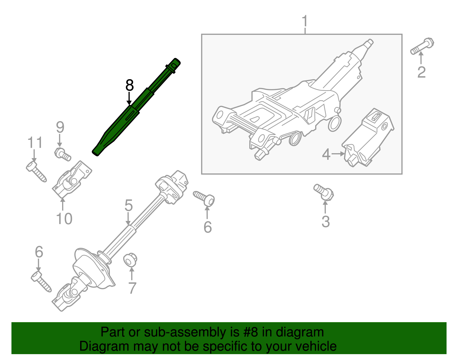 2015-2025 Ford Mustang | Lower Shaft | FR3Z-3B676-B | Walls' Ford Parts