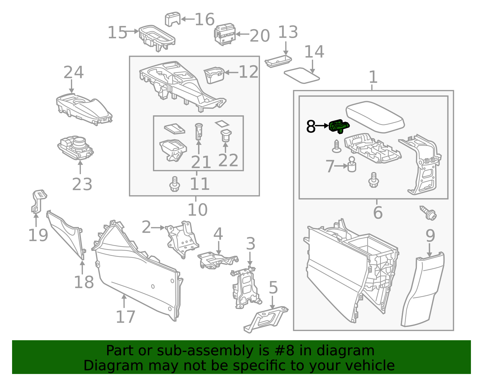 2011-2017 Lexus CT200h Center Console Latch 58908-76021-C0 | OEM Parts ...