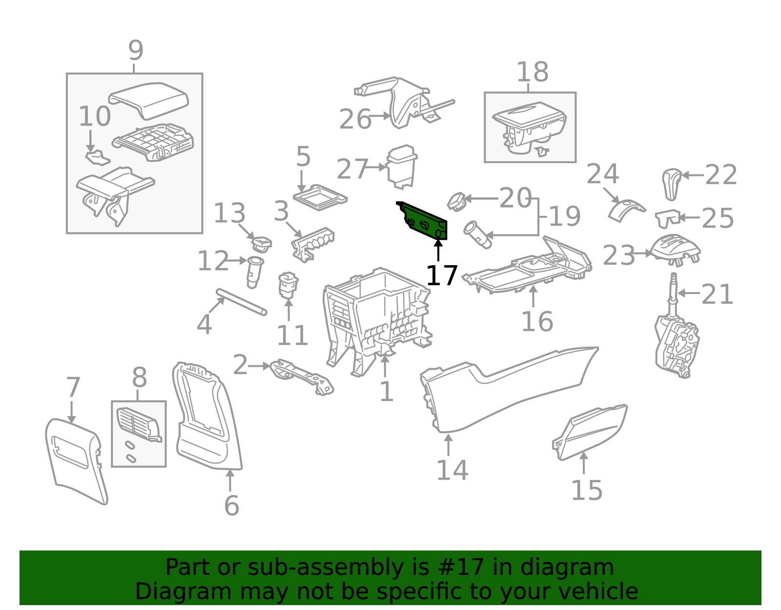 2008-2015 Honda 2008-2015 Honda - Garnish Console Box *NH167L ...
