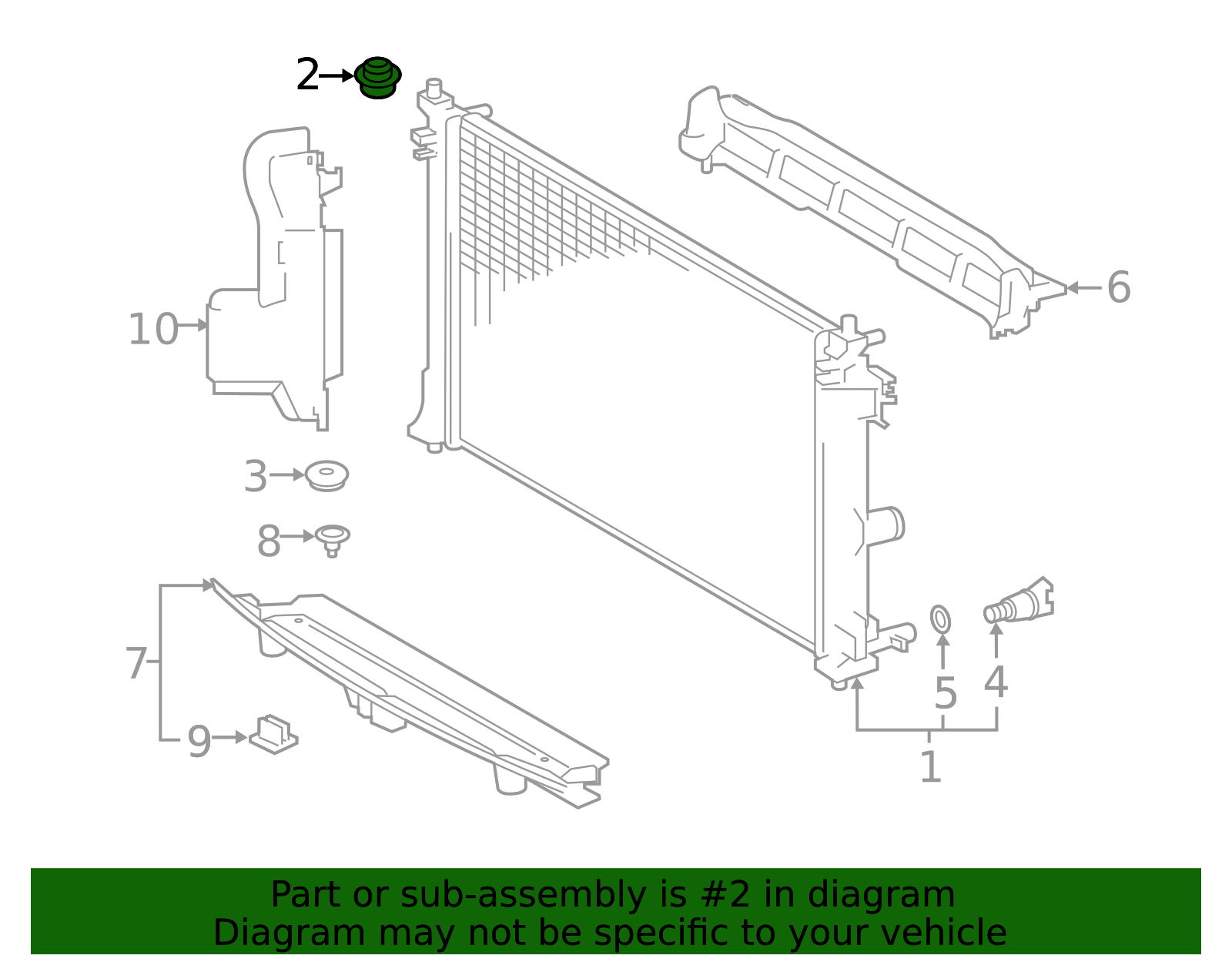 Radiator Assembly Upper Bushing 16523-0T090 | Toyota Parts Center