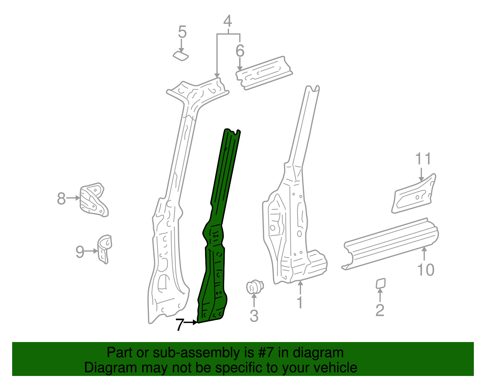 1996-1997 Toyota RAV4 Pillar Reinforced 61109-42011 | Toyota Parts Center