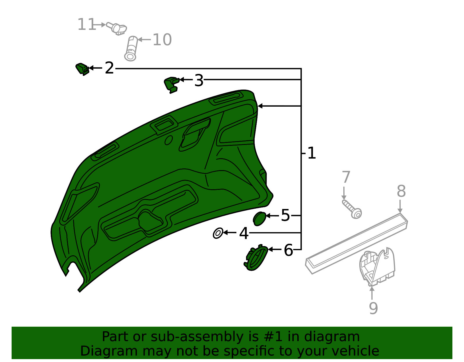 8W7-867-975-B-CA9 - Genuine Audi Trunk Lid Trim 8W7867975BCA9 OEM Audi ...