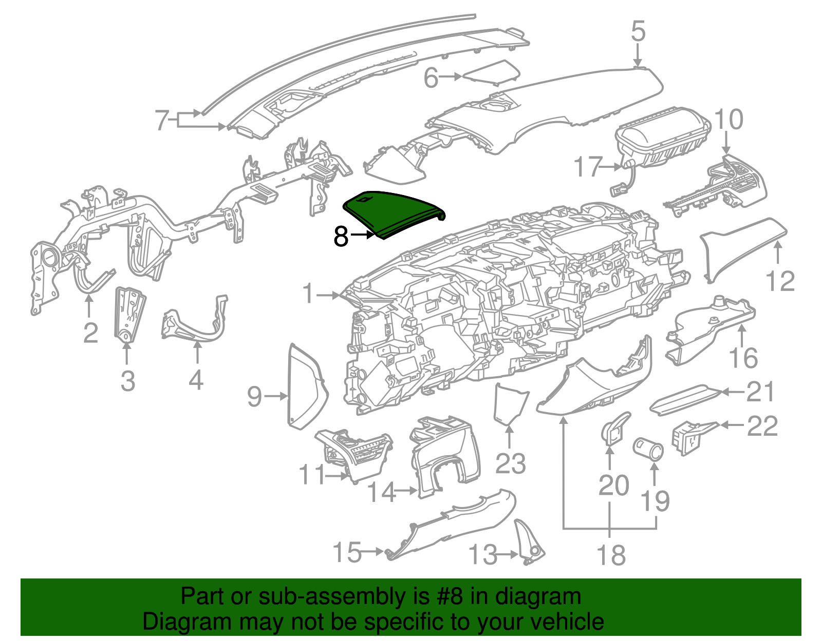 2015-2020 GM Jet Black Instrument Panel Cluster Hood 23229178 | Capital ...