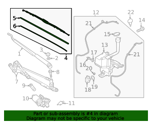 98360-H5000 - Wiper Blade 2021-2025 Kia | Kia.Parts Store