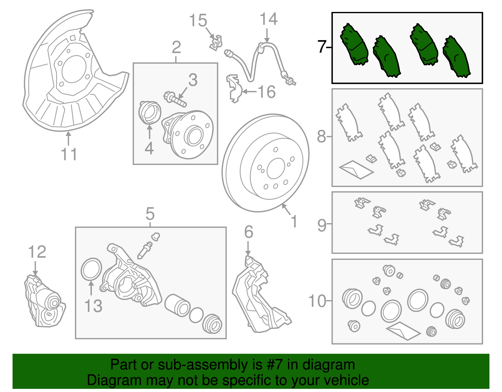 2018-2025 Toyota 2018-2024 Toyota - Disc Brake Pad Set Rear 04466-0E070 ...