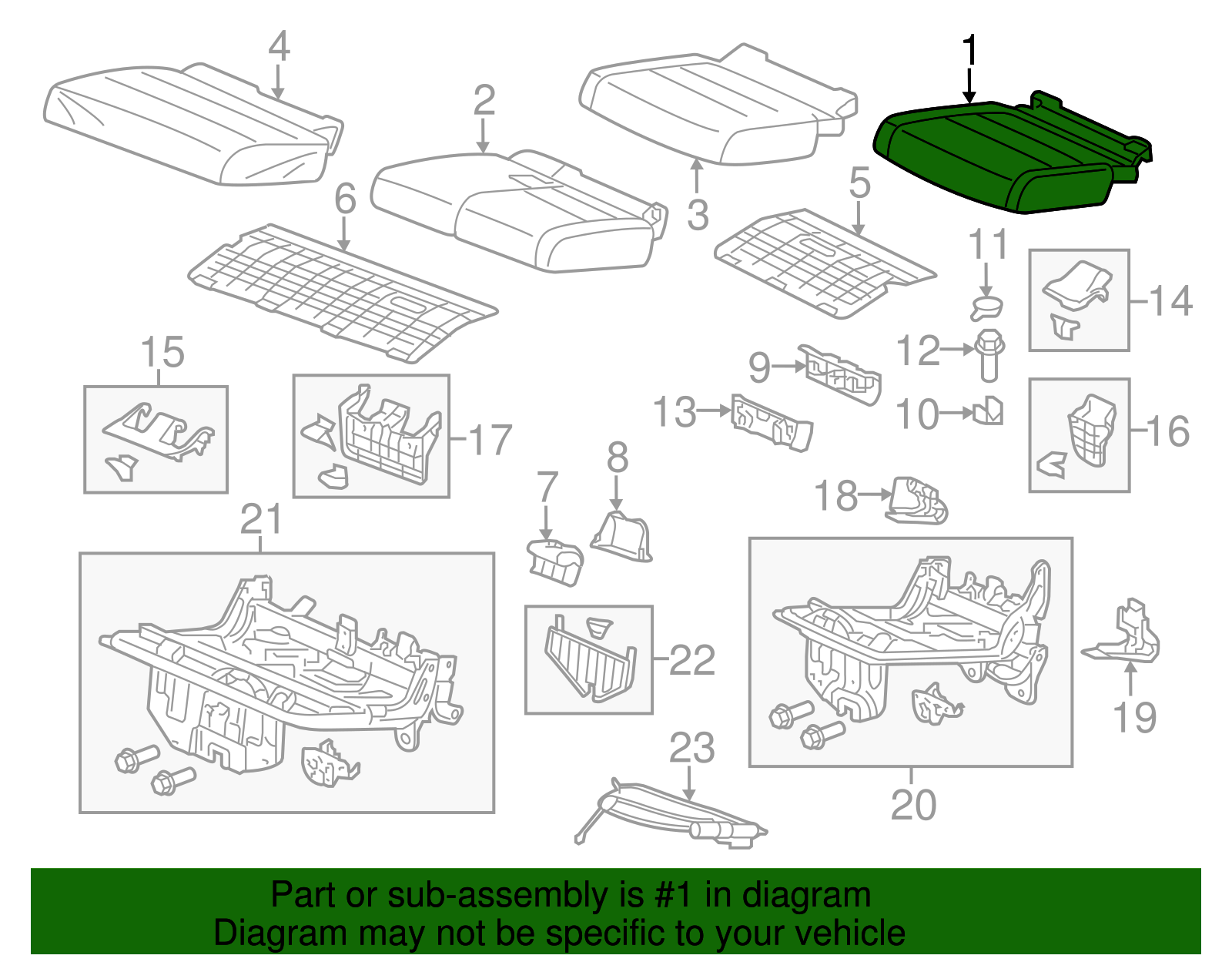 82132-TK8-A01 - Seat Cushion Pad 2011-2017 Honda Odyssey | Honda Parts ...