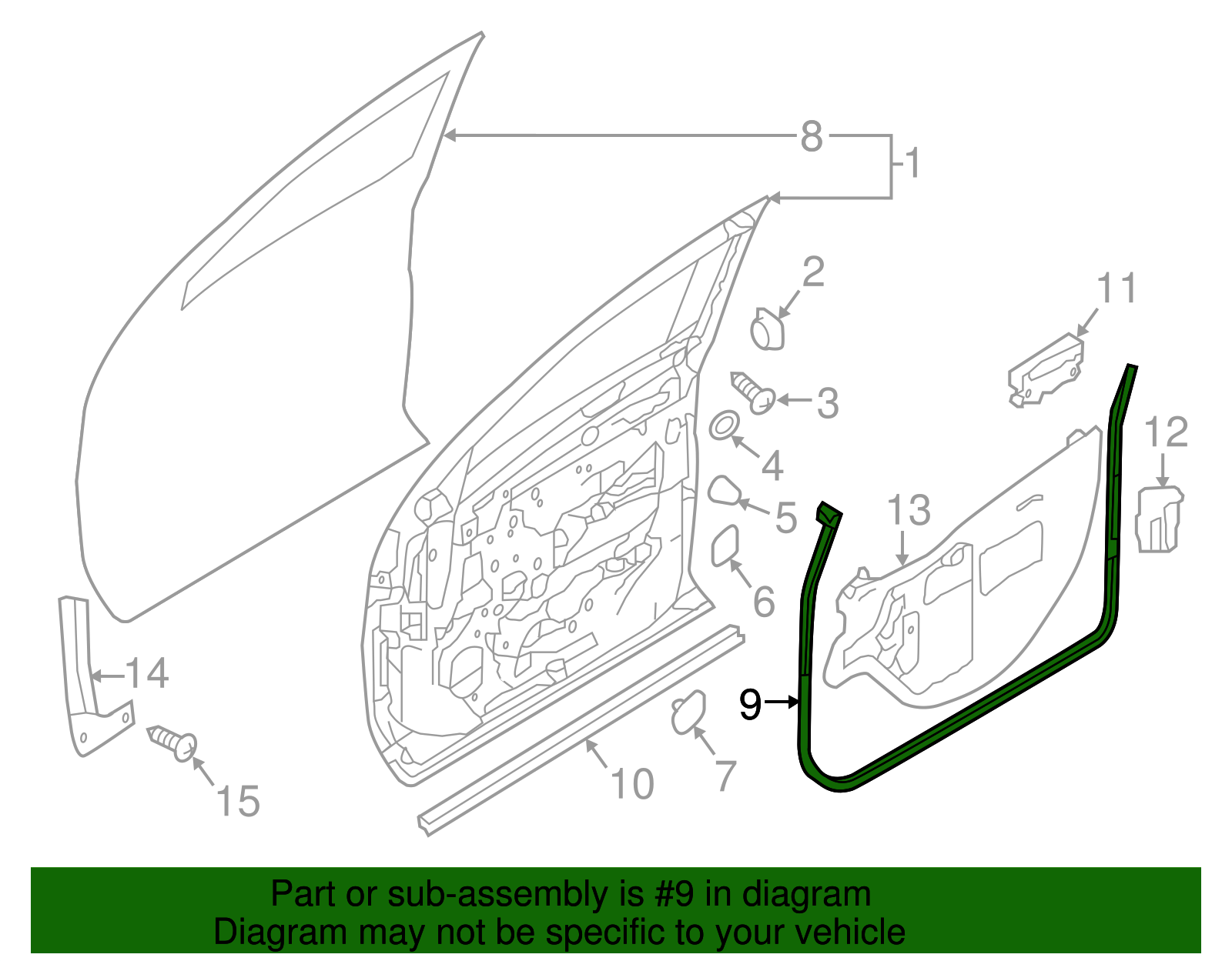 2016-2024 Nissan Surround Weather-Strip 80830-9FV0C | Nissan Parts Central