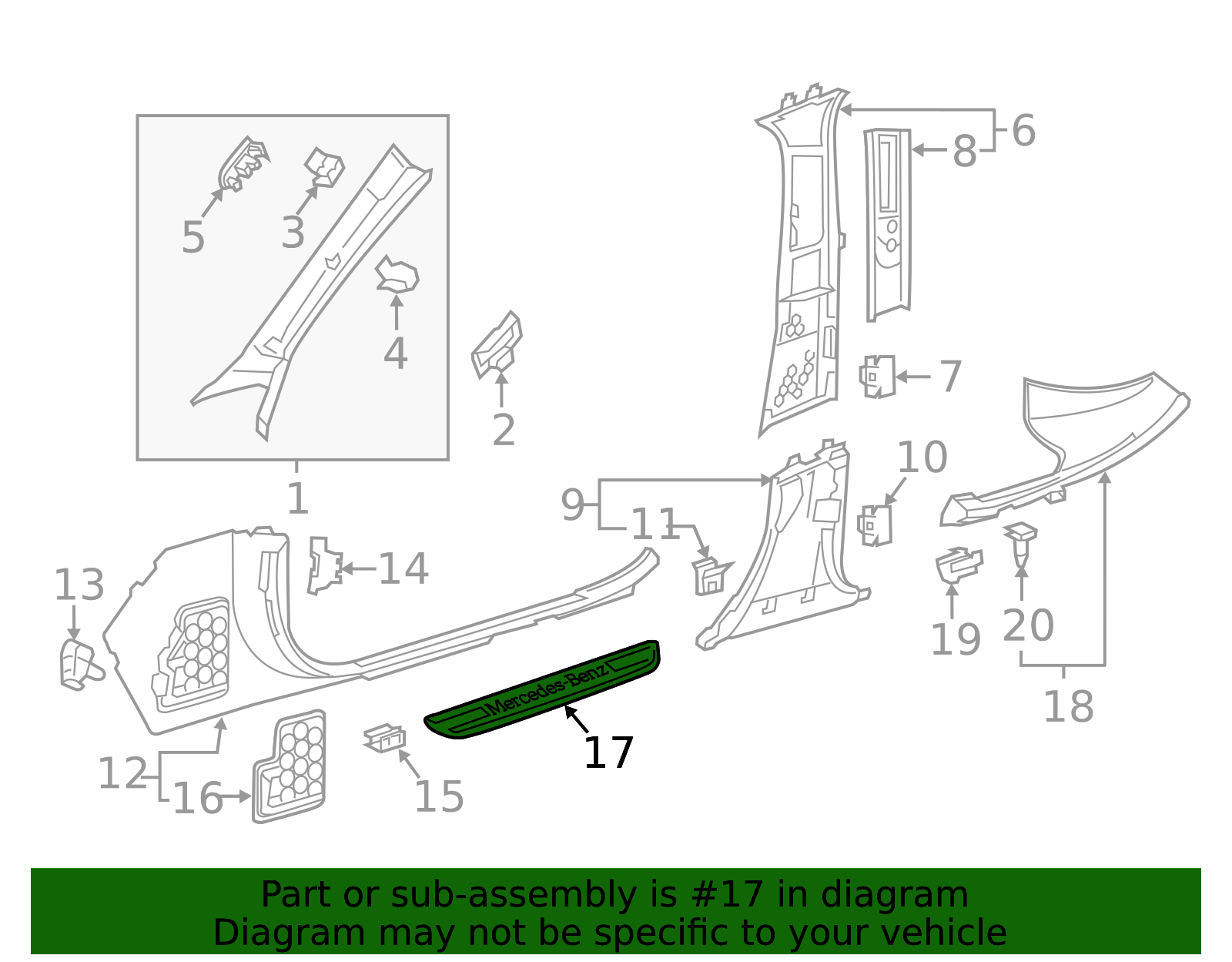 205-680-00-35 - Front Sill Plate 2015-2023 Mercedes-Benz | Mercedes ...