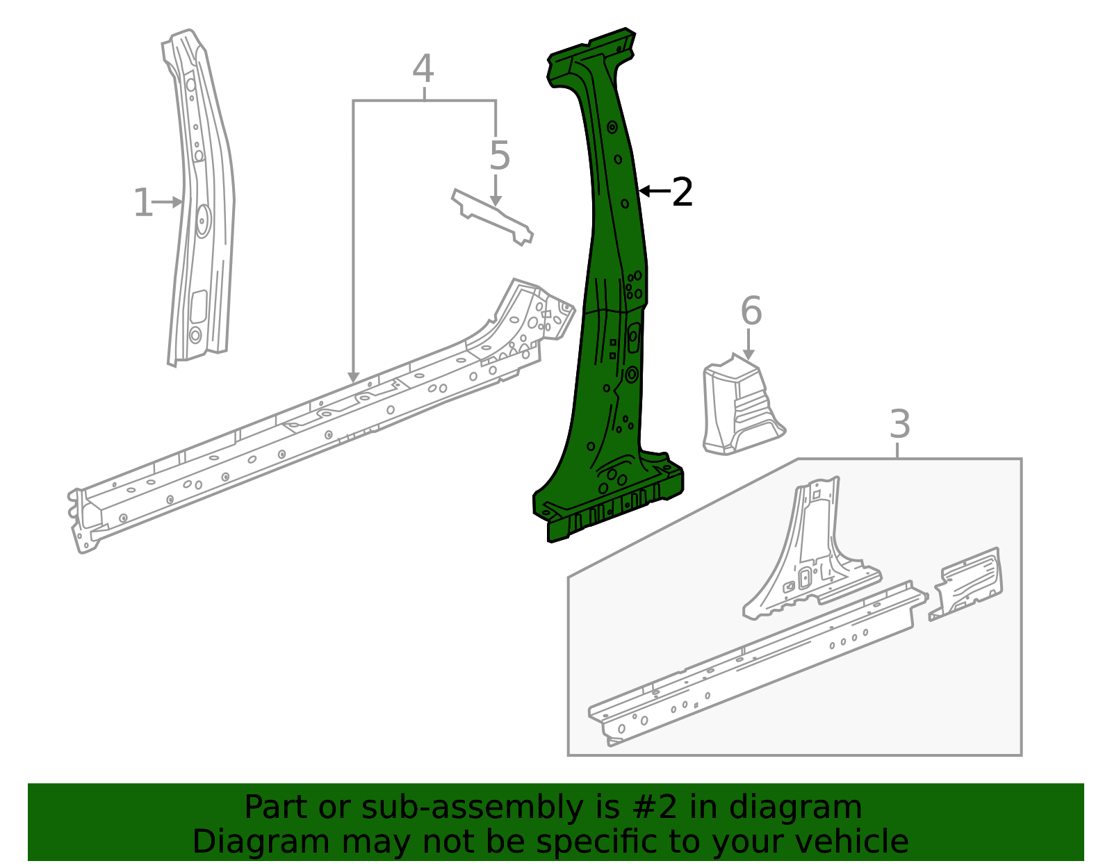 2013-2022 GM Passenger Side Center Pillar Outer Panel Reinforcement ...
