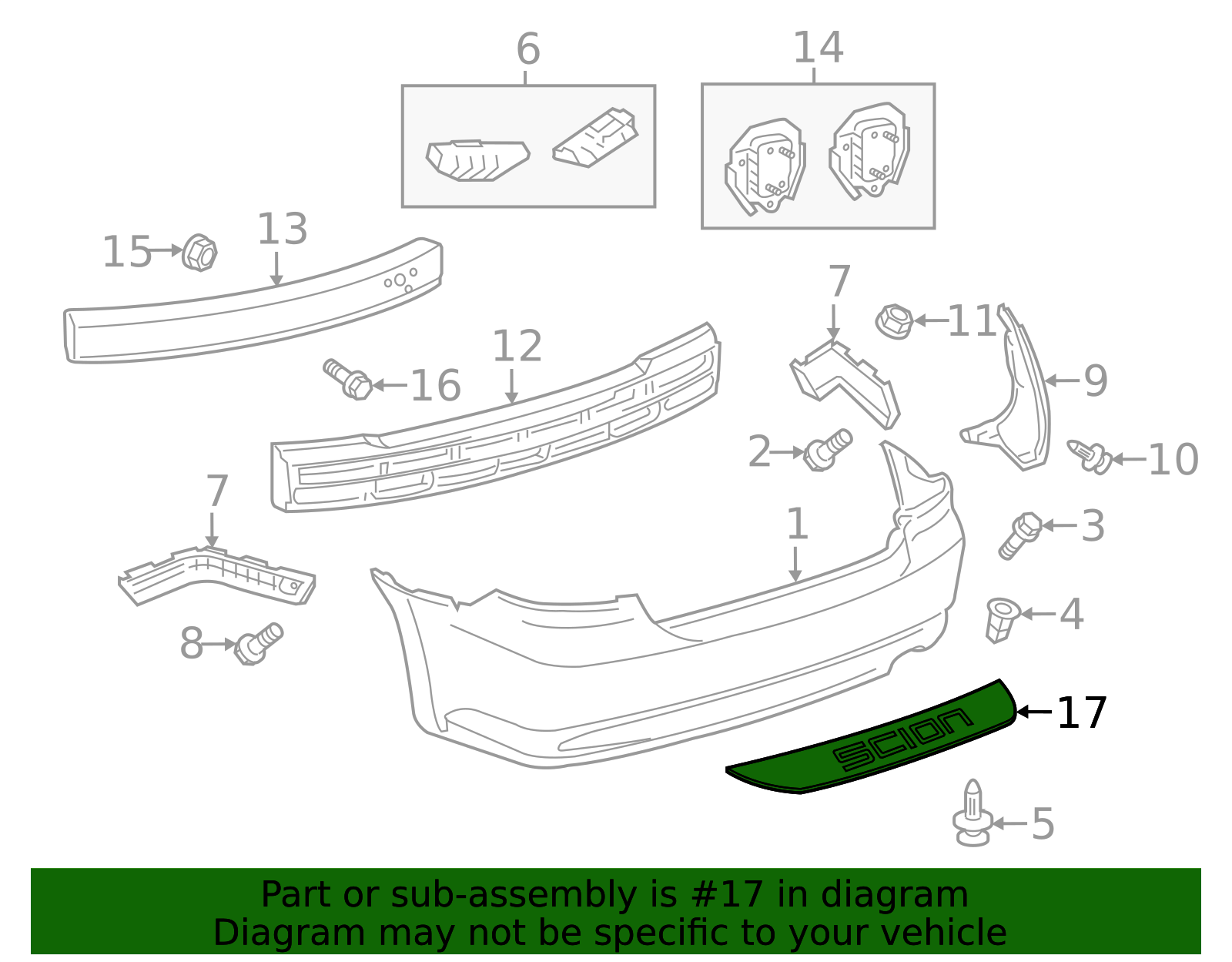 2011-2013 Scion tC 2005-2013 Scion tC - Rear Bumper Applique, Clear ...