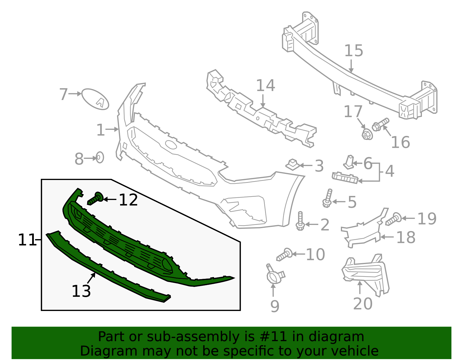 86530 M7030 - Bumper Grille 2019-2021 Kia Forte | Kia.Parts Store