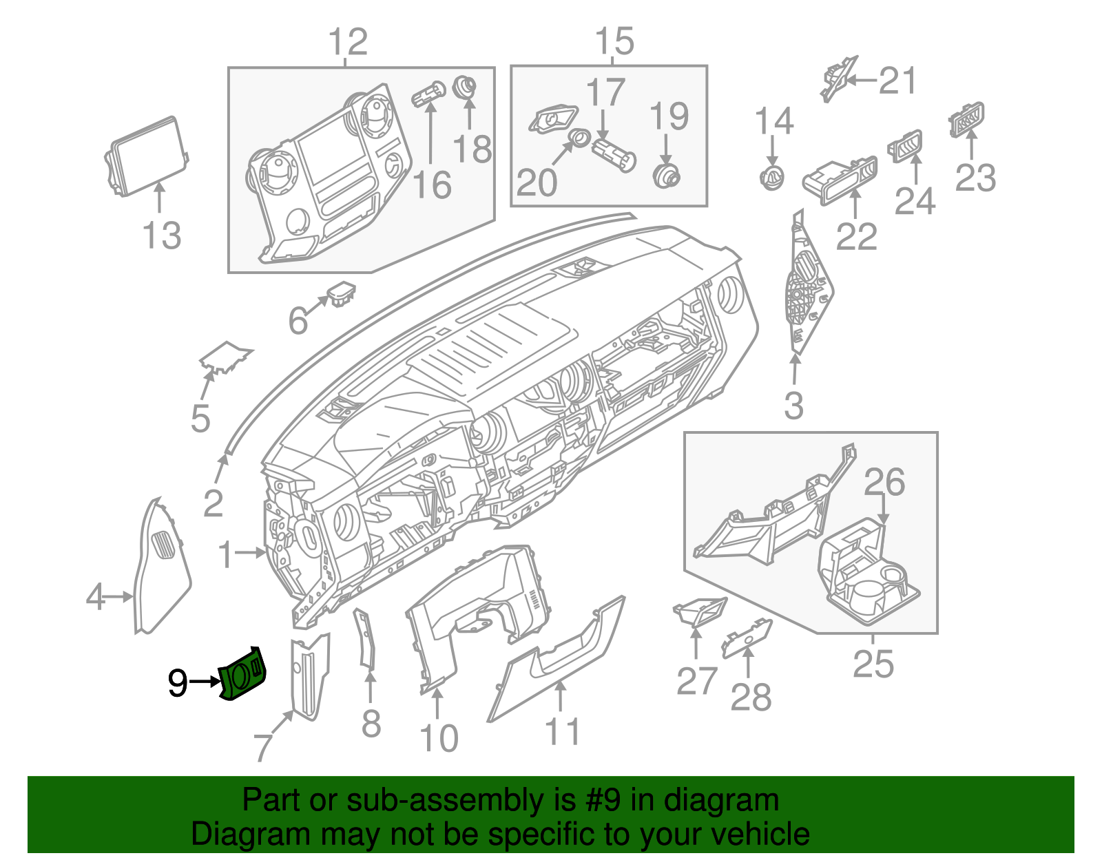 Genuine OEM Ford Part - Instrument Panel Bezel BC3Z-2504338-AA ...