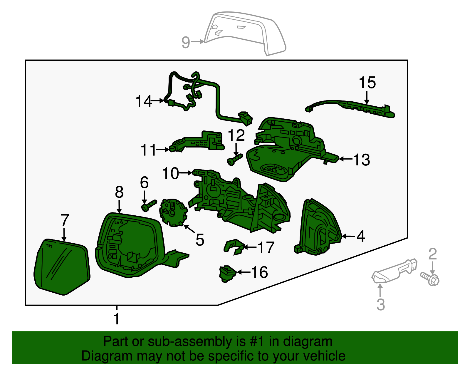2022-2024 Chevrolet (Replaces 85533222) Driver Side Door Mirror without ...