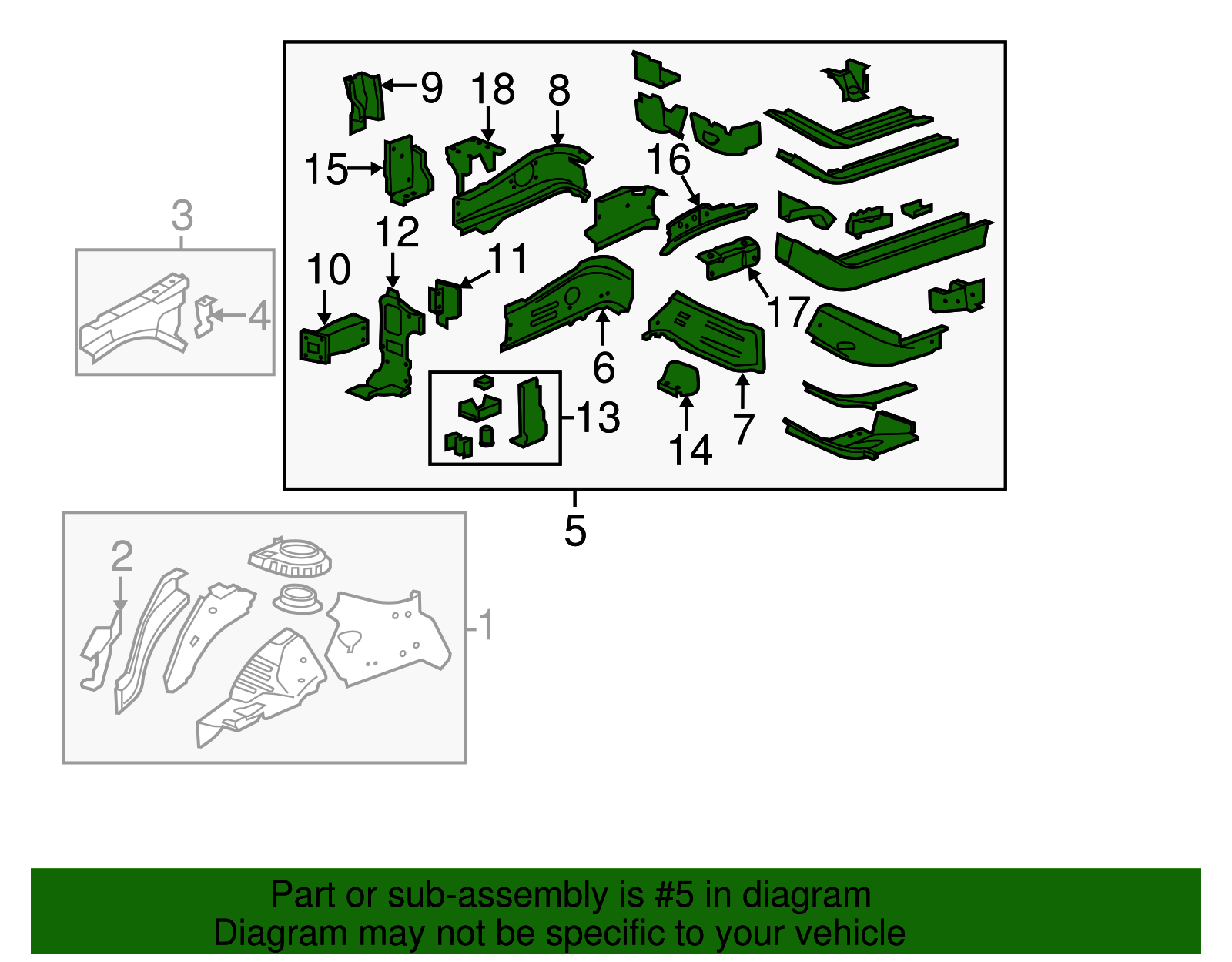 OEM GM Driver Side Front Engine Compartment Front Lower Rail For 2015 ...